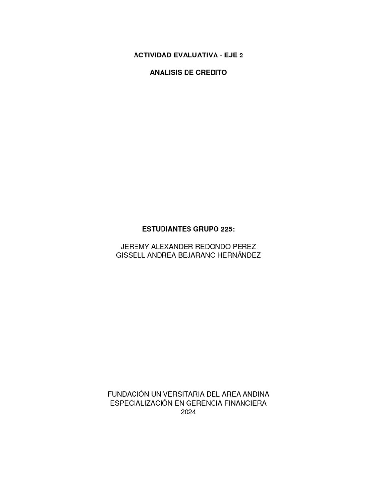 ACT EVALUATIVA EJE 2.docx Analisis Financiero Andina | PDF | Bancos | Crédito