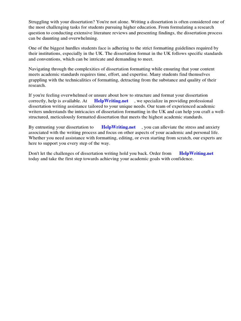 Dissertation Format Sample Uk | PDF | Thesis | Emmeline Pankhurst