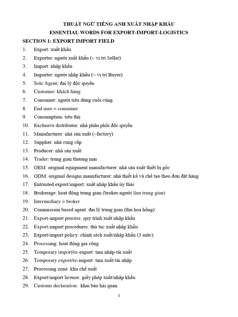 Thuat Ngu Tieng Anh XNK | PDF