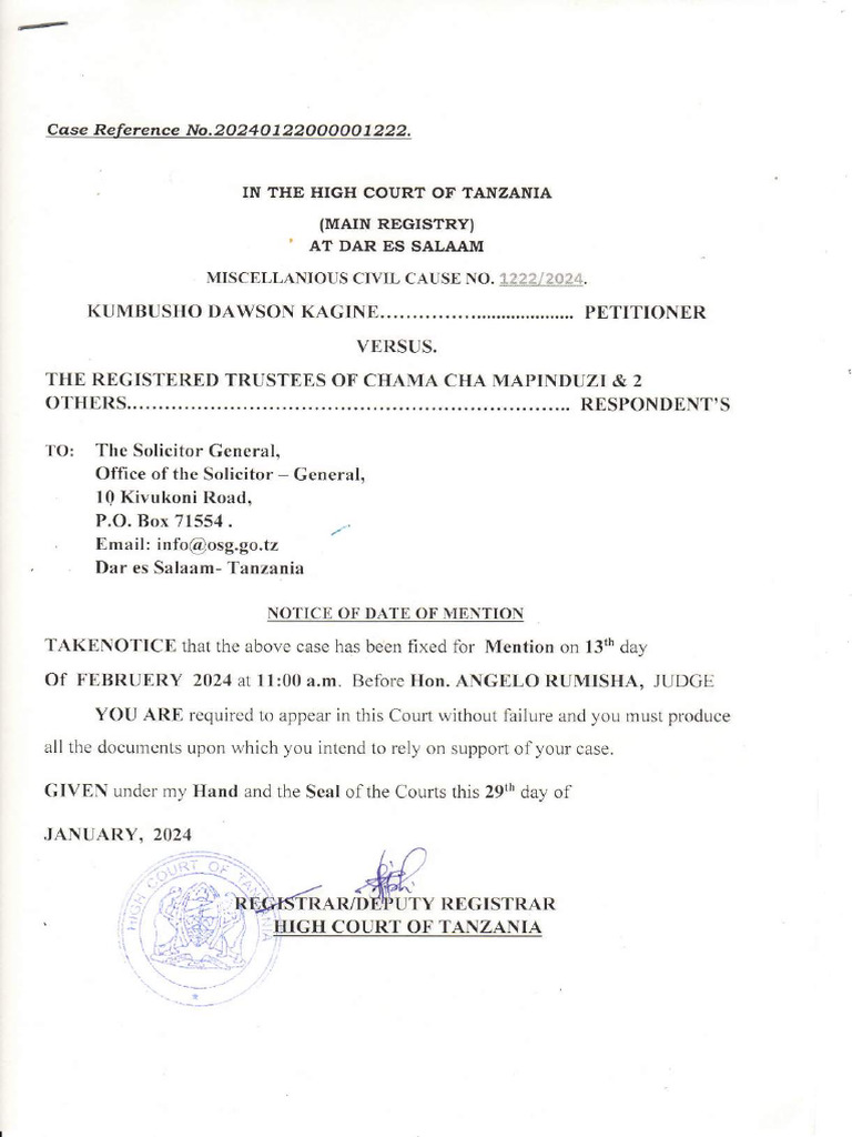 CHIPUKIZI Wa CCM Petition, Constitutionality of Using Children Below 18 ...