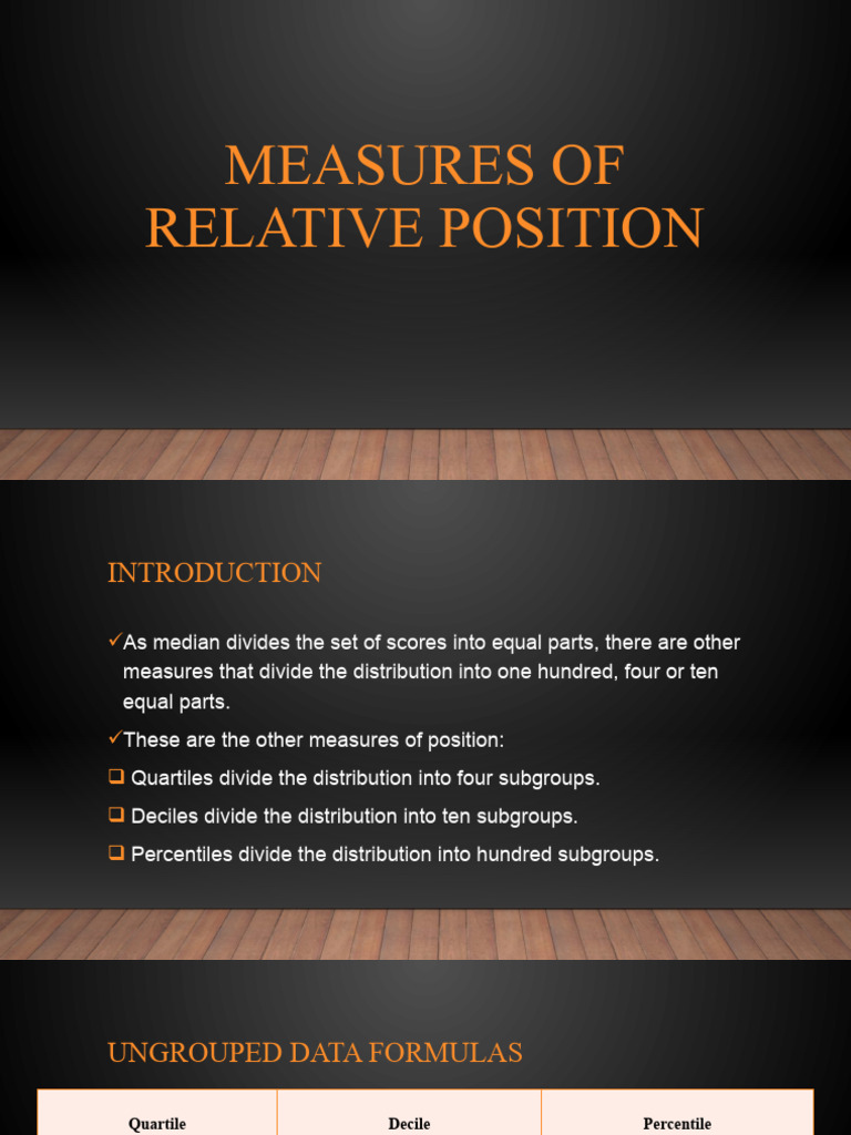 Measures of Relative Position | PDF | Quantile | Sampling (Statistics)