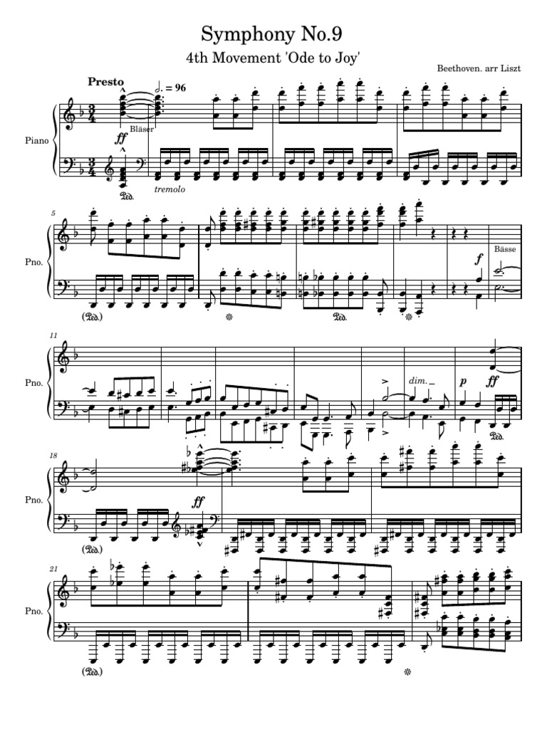 Ode to Joy: Liszt's Piano Arrangement | PDF | Symphony No. 9 (Beethoven ...