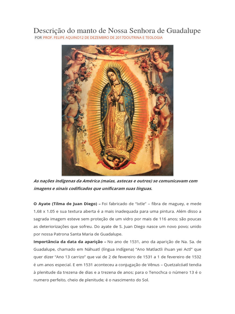 Significado do Manto de Guadalupe | PDF | Maria, mãe de Jesus | Anjo