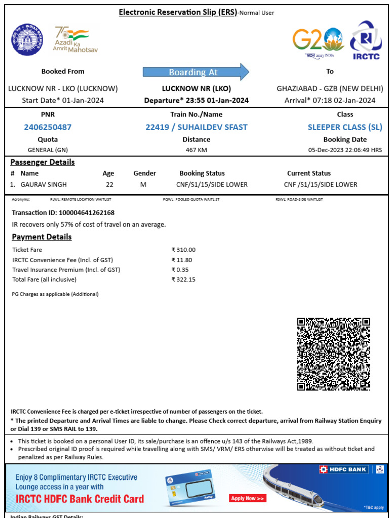 Suhaildev Sfast Ticket Details | PDF | Identity Document