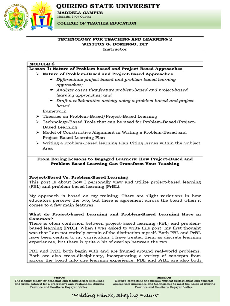 Module 6 | PDF | Project Based Learning | Learning