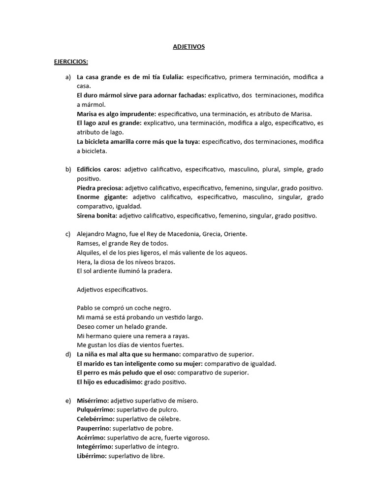 Adjetivos Sustantivos, Verbos Trabajo Practico. | PDF | Adjetivo ...