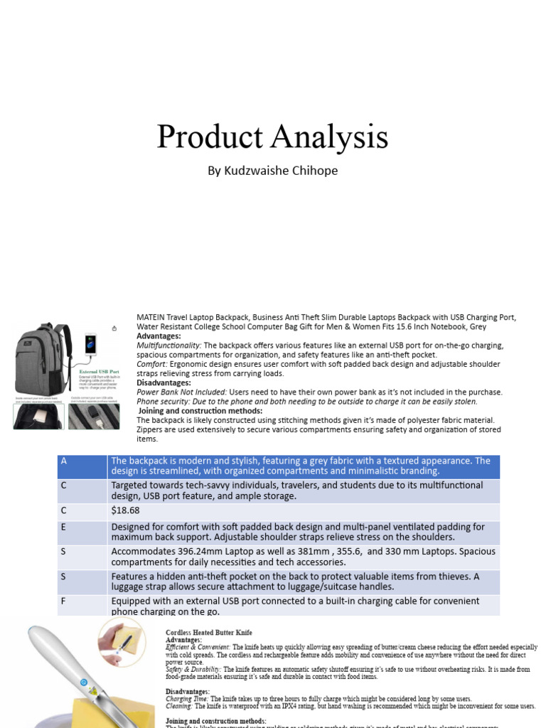 Product Analysis | PDF | Backpack | Toothbrush