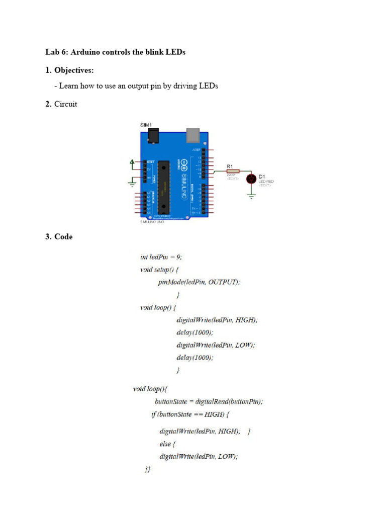 Lab 6 - Arduino Controls The Blink LEDs | PDF | Computers