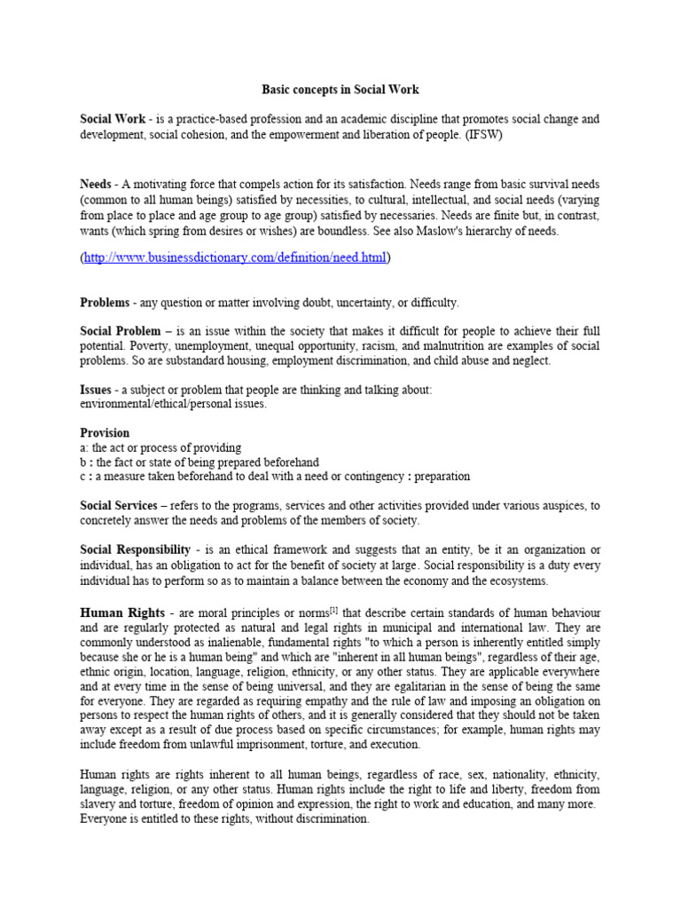 Fundamentals of Social Work Concepts | PDF | Social Work | Human Rights