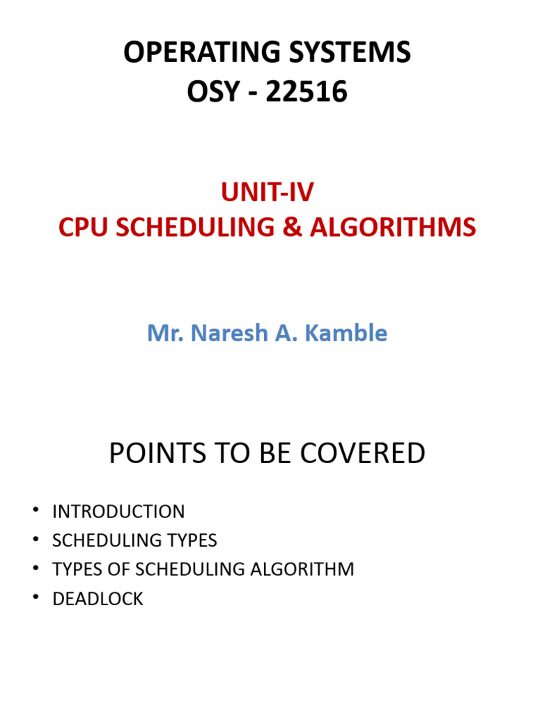 Chapter-IV Process Scheduling | PDF | Scheduling (Computing) | Process ...