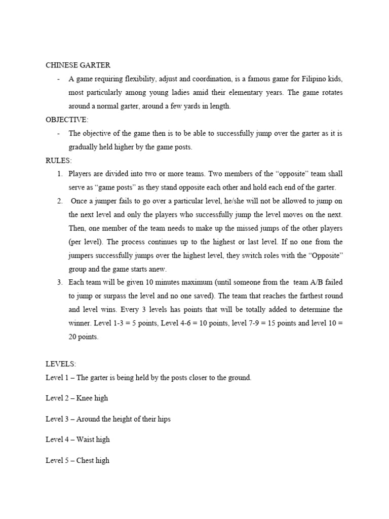 CHINESE GARTER | PDF