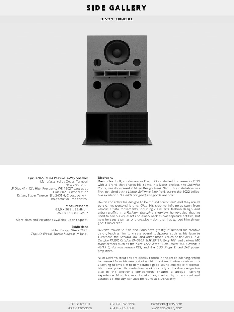 Ojas Sound Sculptures by Devon Turnbull | PDF | Loudspeaker | Audio ...