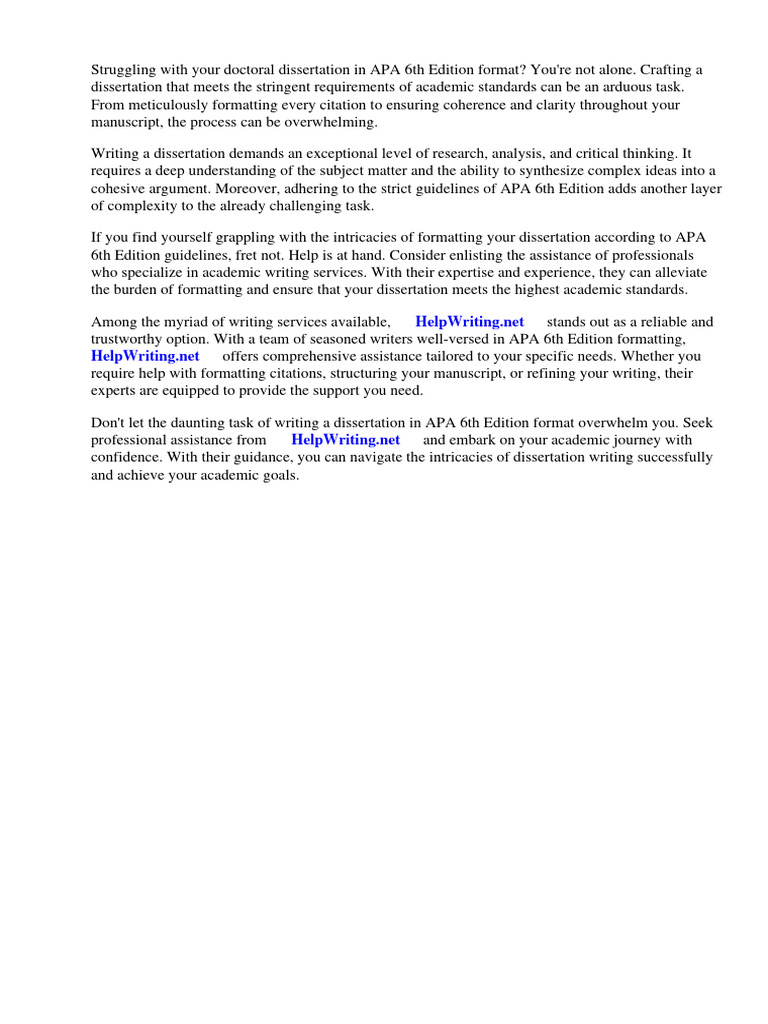 Doctoral Dissertation Apa 6th Edition | PDF | Apa Style | Thesis