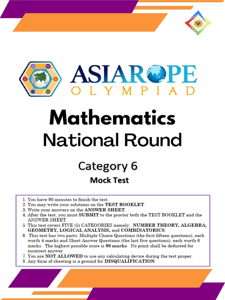 Grade 6 Math Mock Test | PDF | Circle | Mathematics
