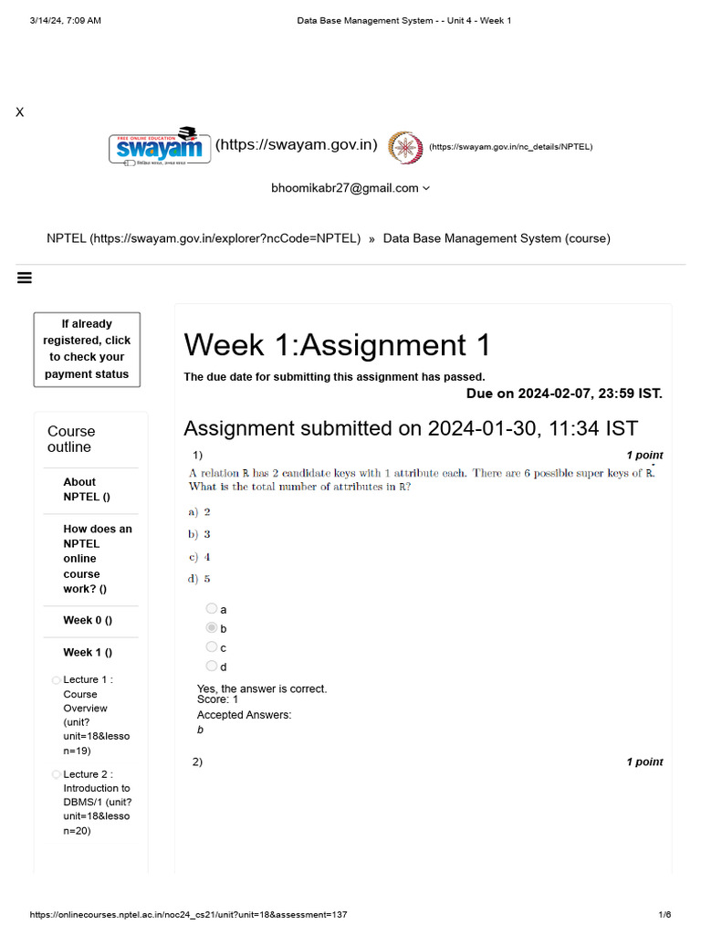 Data Base Management System - Unit 4 - Week 1 | PDF | Databases | Computing