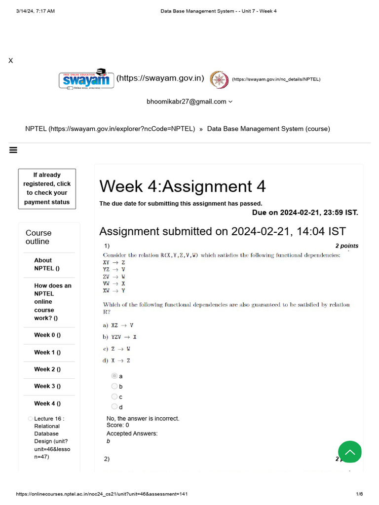 Data Base Management System - Unit 7 - Week 4 | PDF | Databases | Data Management