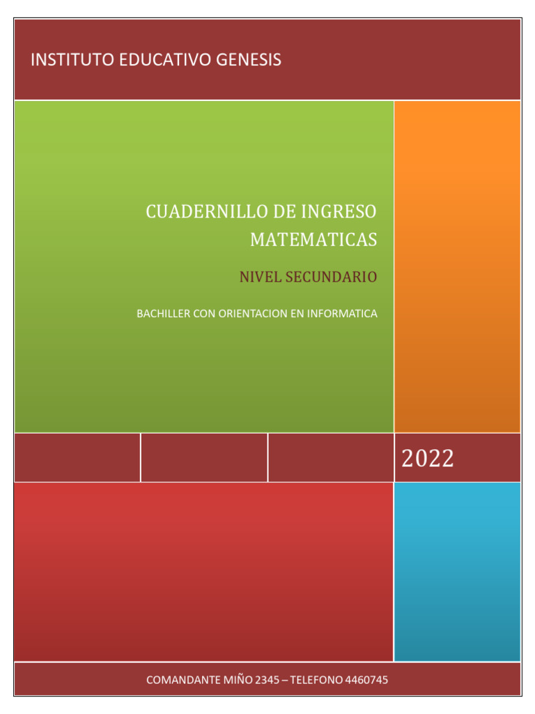 Cuadernillo Ingreso Matematicas - 2022 | PDF | Matemáticas | Science