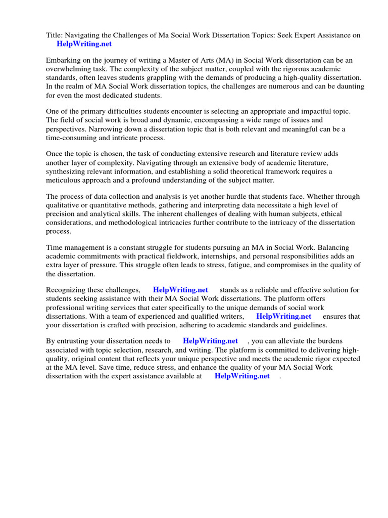 Ma Social Work Dissertation Topics | PDF | Methodology | Social Work