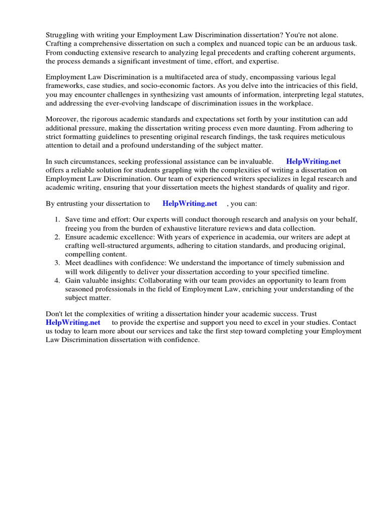 Employment Law Discrimination Dissertation | PDF | Employment ...