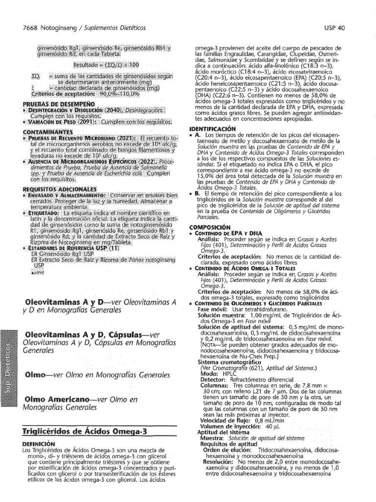 USP 40 - TOMO 4 omega 3 | PDF | Ácido Graso Omega 3 | Nutrición
