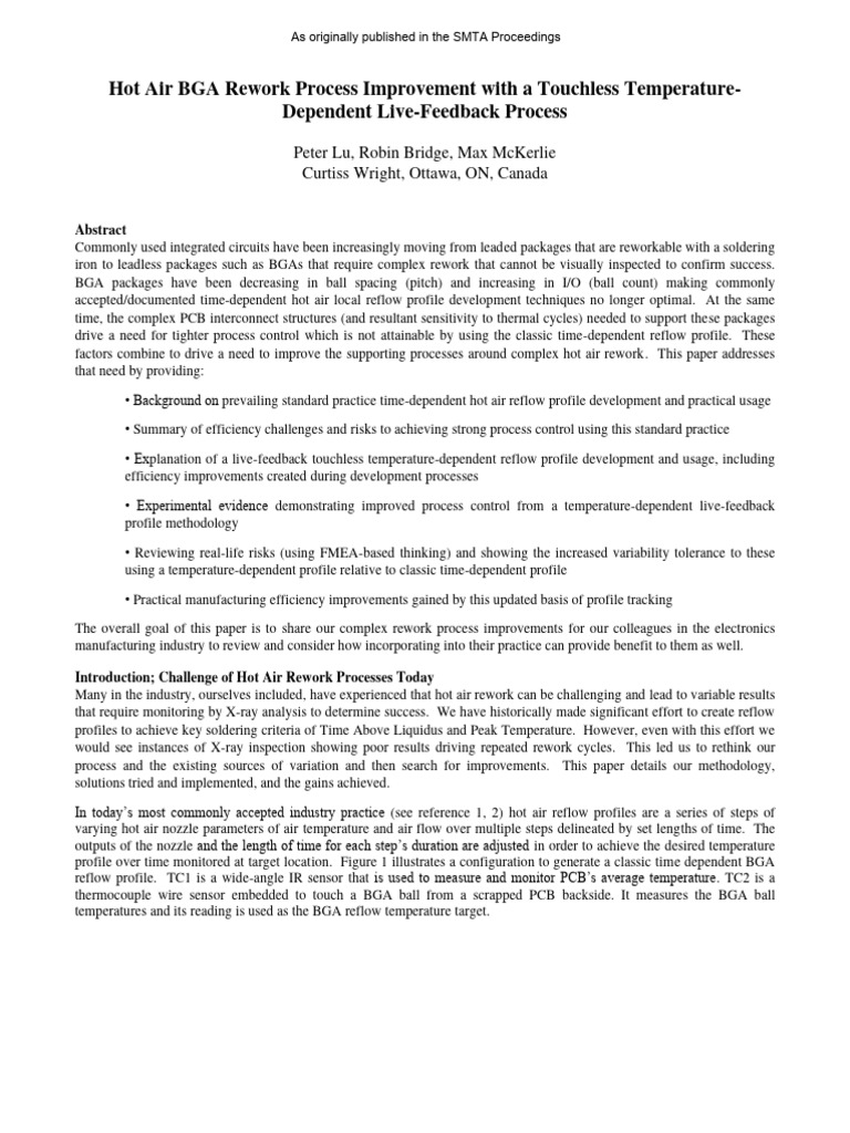 Hot Air Bga Rework Process Improvement | PDF | Printed Circuit Board ...