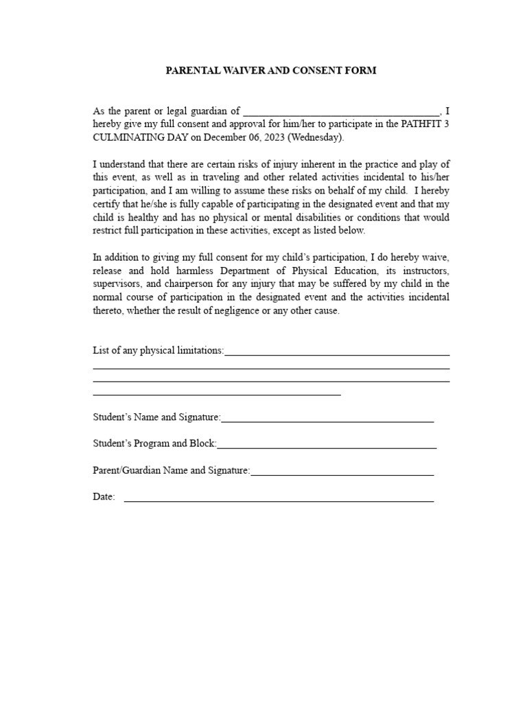 PARENTAL-WAIVER-AND-CONSENT-FORM | PDF