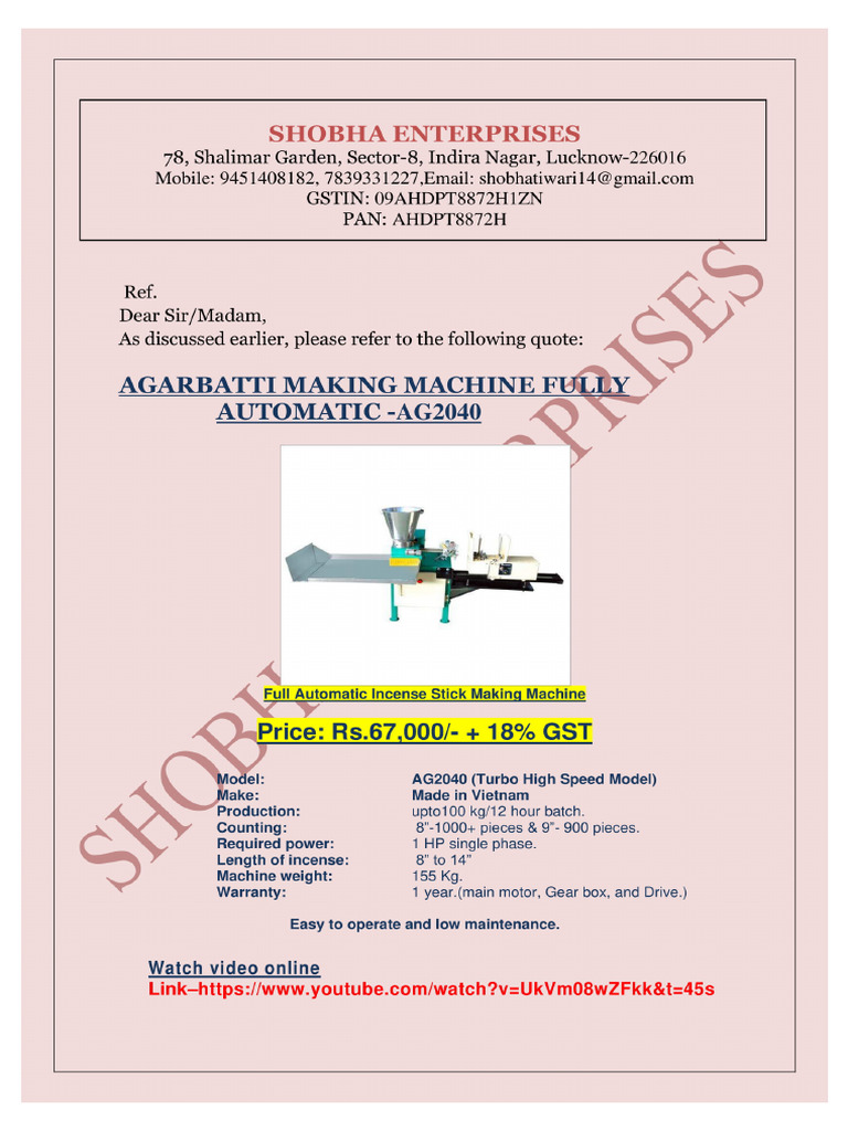 fully-automatic-agarbatti-machine | PDF