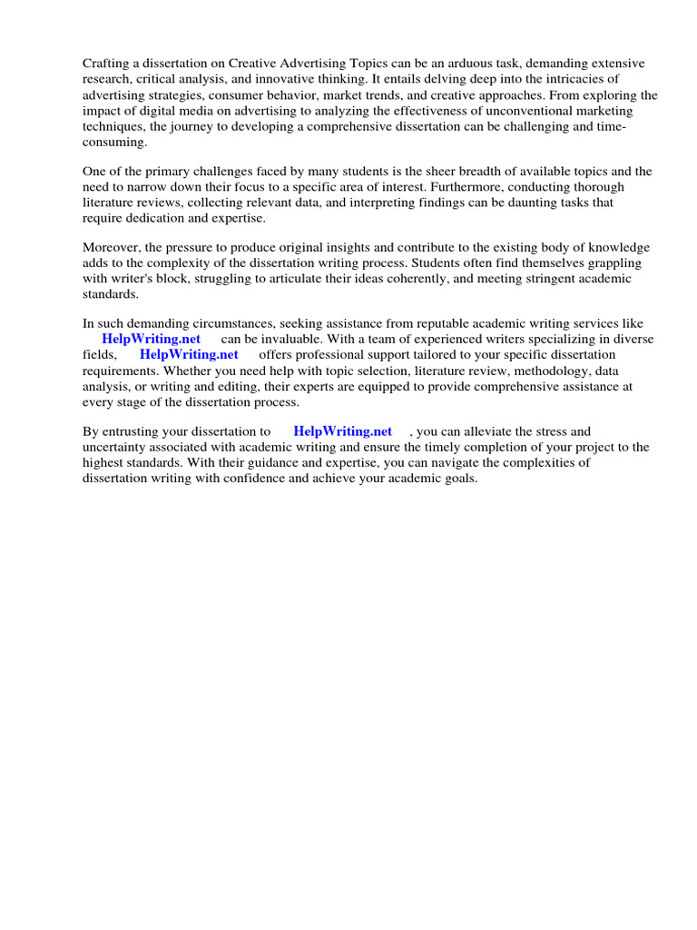 Creative Advertising Dissertation Topics | PDF | Advertising | Marketing