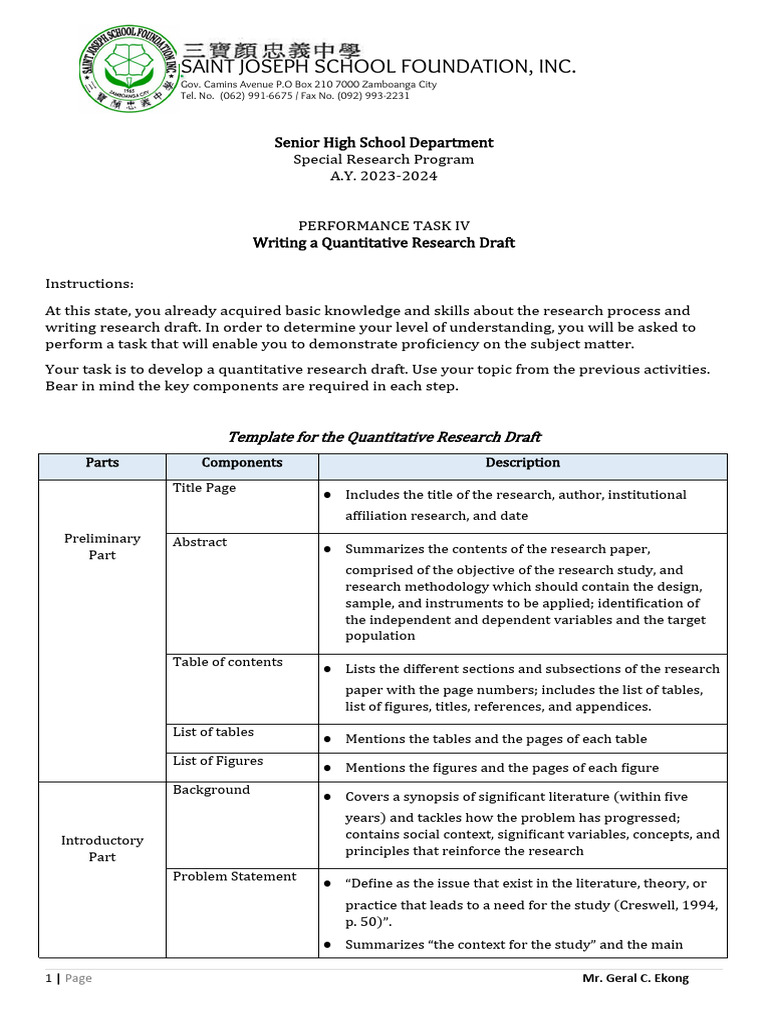 Performance Task 4 | Download Free PDF | Hypothesis | Methodology