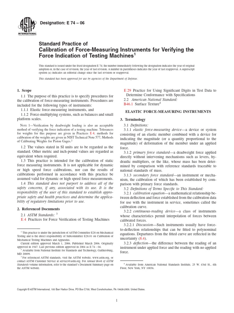 E-Cld-6003 - Astm - E74 | Download Free PDF | Errors And Residuals ...