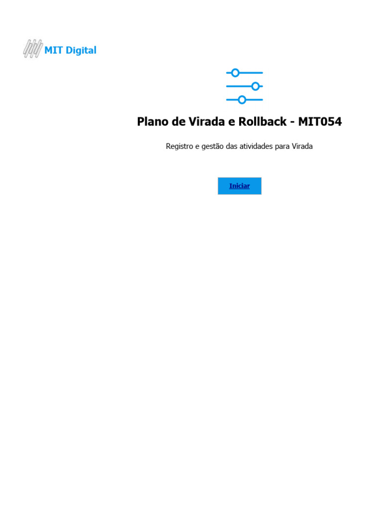 MIT054-Cópia de Plano de Virada e Rollback | PDF | Informática