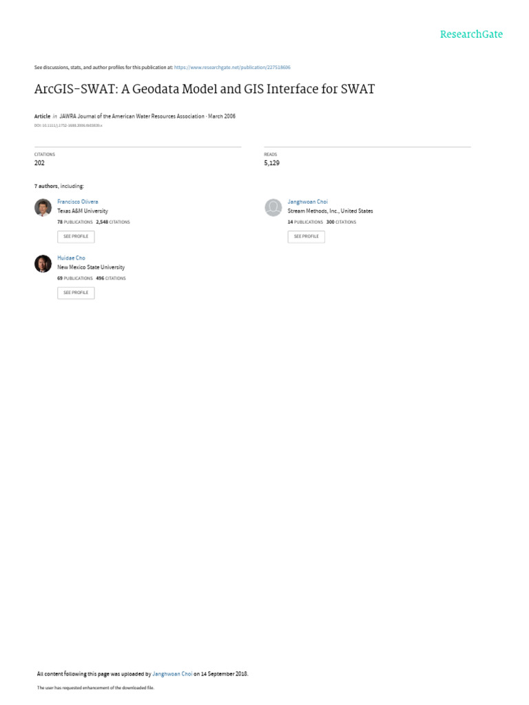 ArcGIS-SWAT_A_Geodata_Model_and_GIS_Interface_for_ | PDF | Databases ...