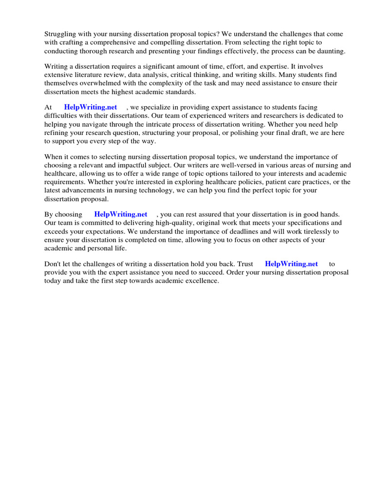 Nursing Dissertation Proposal Topics | PDF | Nursing | Thesis