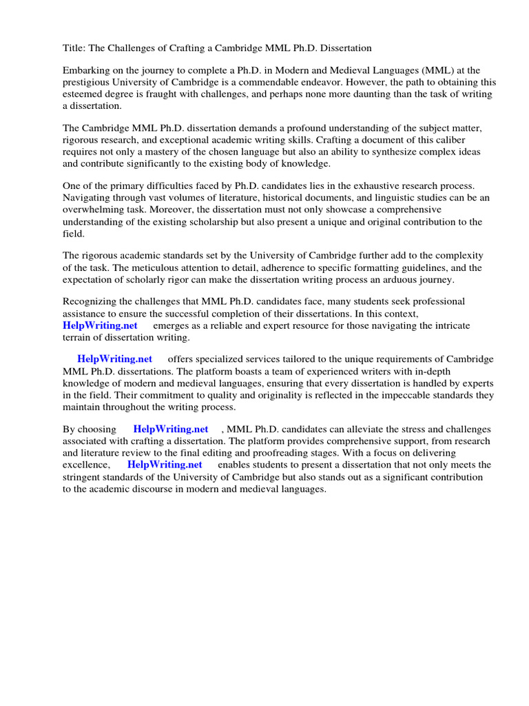 Cambridge MML PHD Dissertation | PDF | Thesis | Doctor Of Philosophy