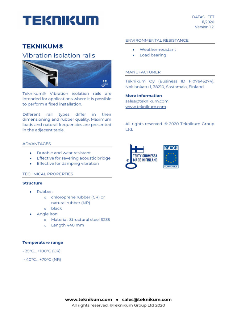Teknikum Vibration Isolation Rails - Datasheet - EN - 112020 v1.2 | PDF ...