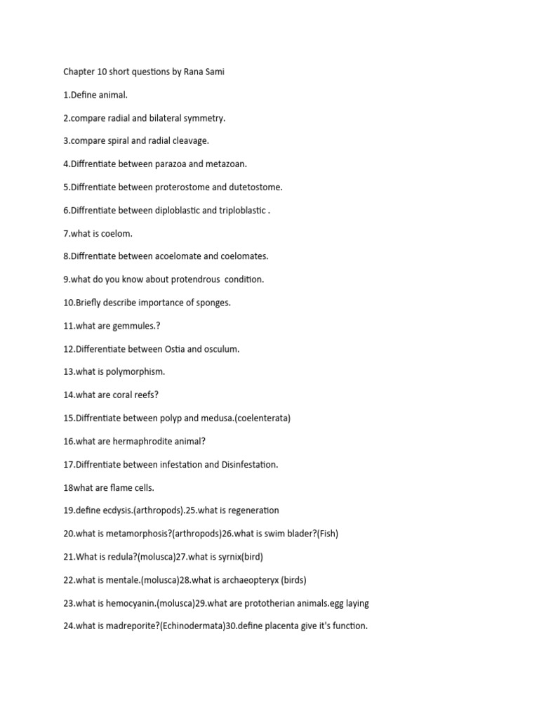 Chapter 10 Short Questions | PDF