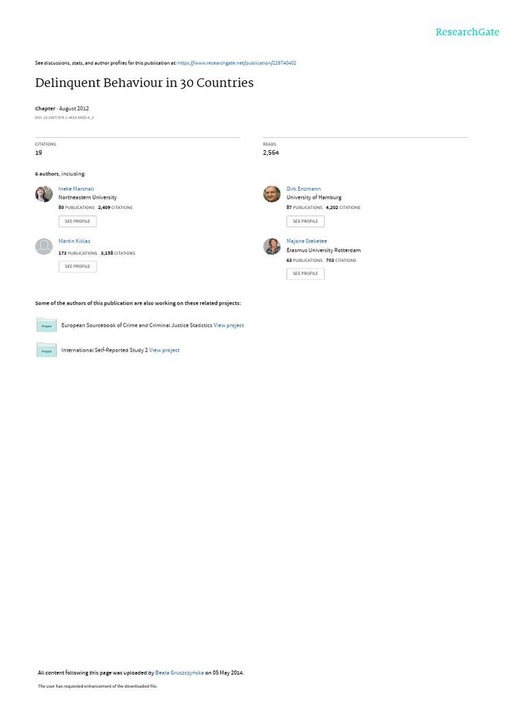 Delinquent Behaviour in 30 Countries | PDF | Juvenile Delinquency ...