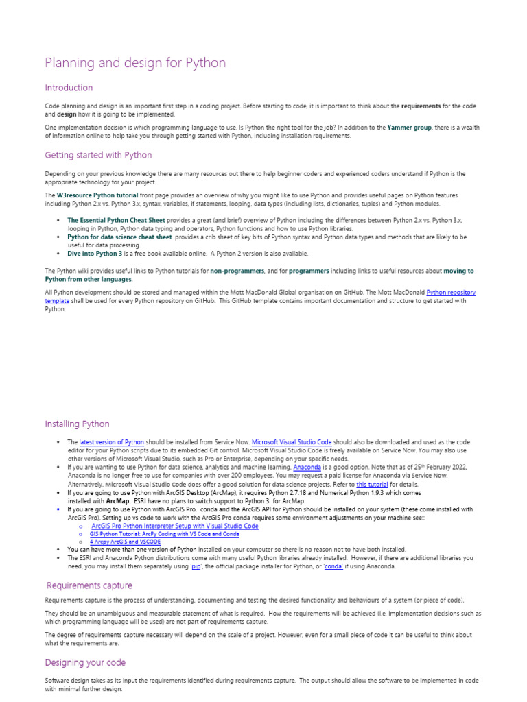 Planning and Design For Python Guidance | PDF | Arc Gis | Python ... Planning and Design For Python Guidance | PDF | Arc Gis | Python ...