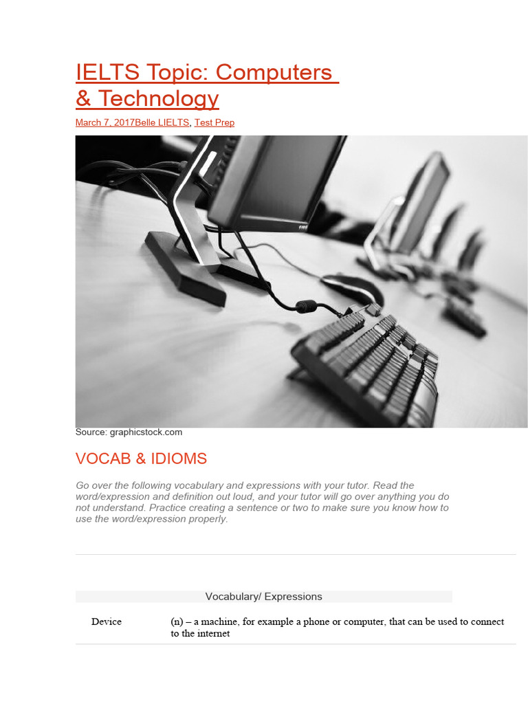 Computers and Technology | PDF | Internet | Vocabulary