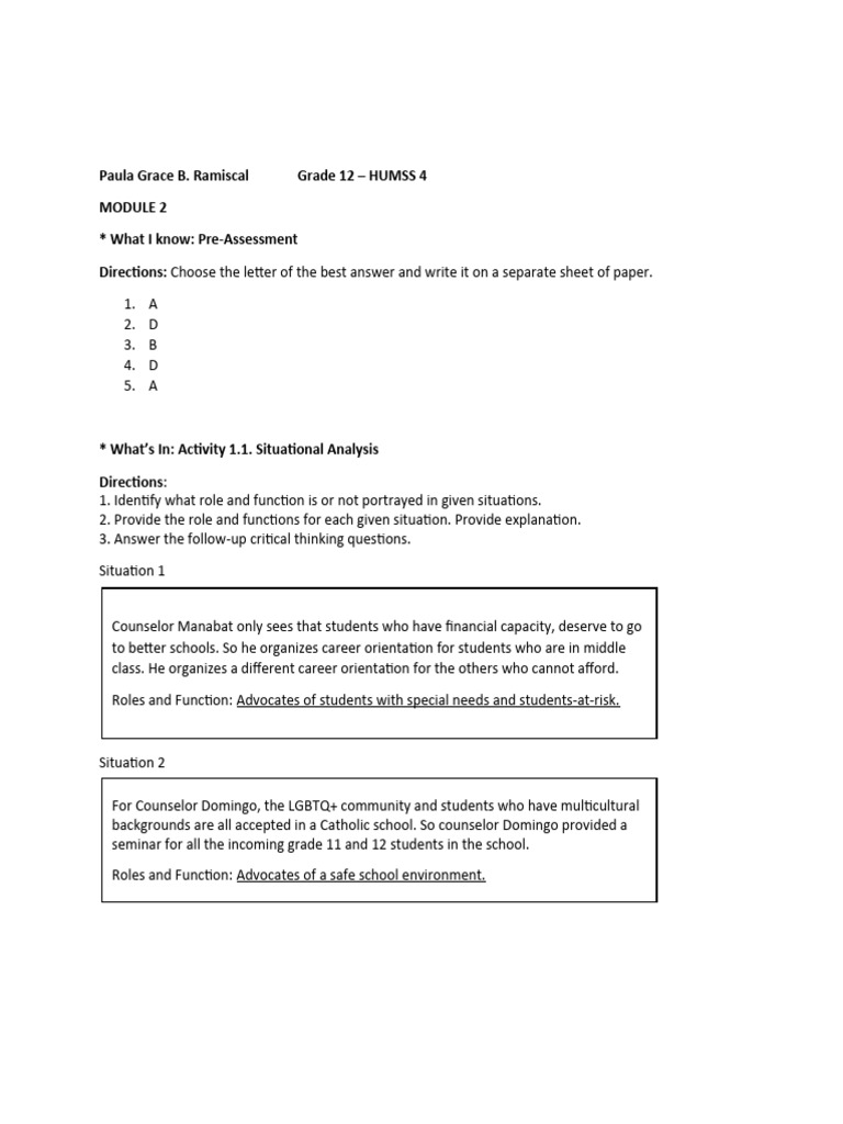 Ramiscal As Diass Module2 | PDF | Counseling Psychology | Psychotherapy