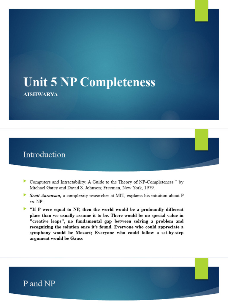 Module 5 - NP | PDF | Computational Complexity Theory | Time Complexity Module 5 - NP | PDF | Computational Complexity Theory | Time Complexity