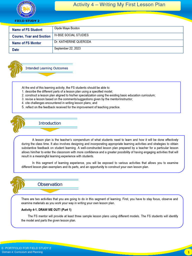 FINAL FS-2-Activity-4 | PDF | Lesson Plan | Learning