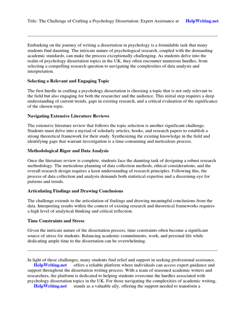 Psychology Dissertation Topics Uk | PDF | Psychology | Thesis