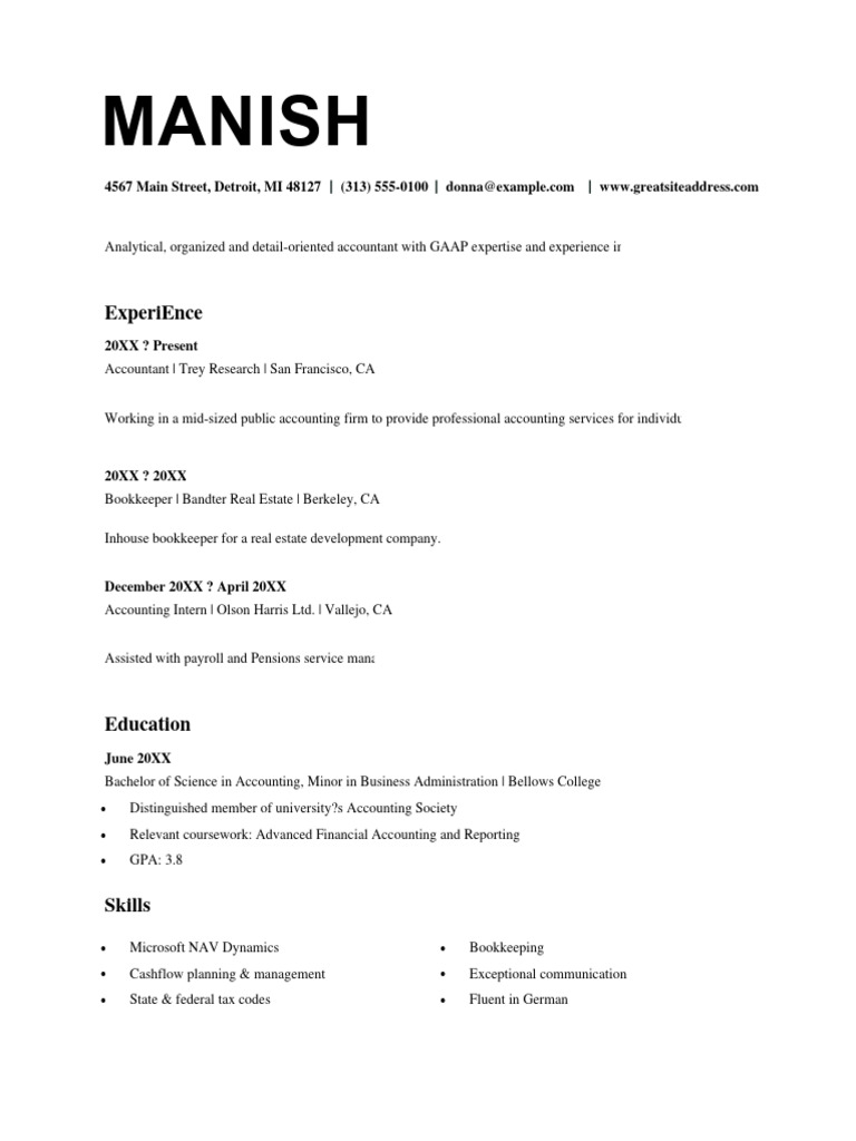ATS Bold accounting resume | PDF