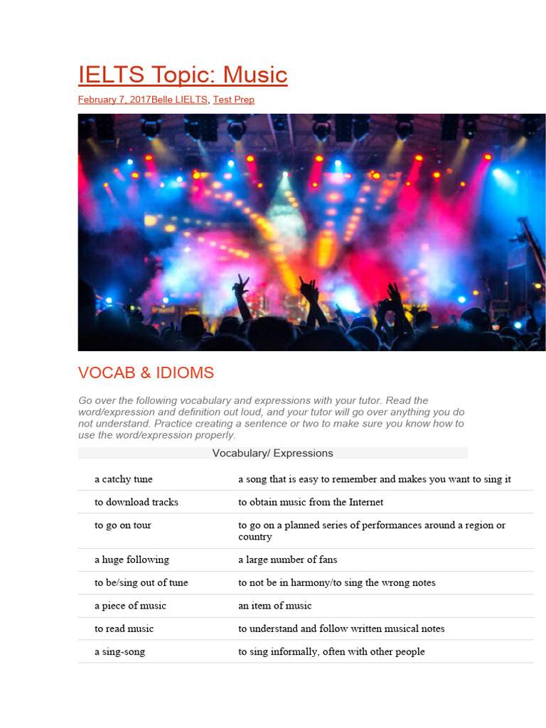 IELTS Speaking - Music | PDF | Vocabulary | Performing Arts