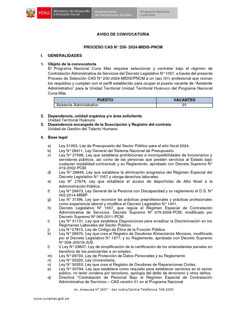 Proceso Cas #230 - 2024-Midis-Pncm | PDF | Educación más alta | Spamming