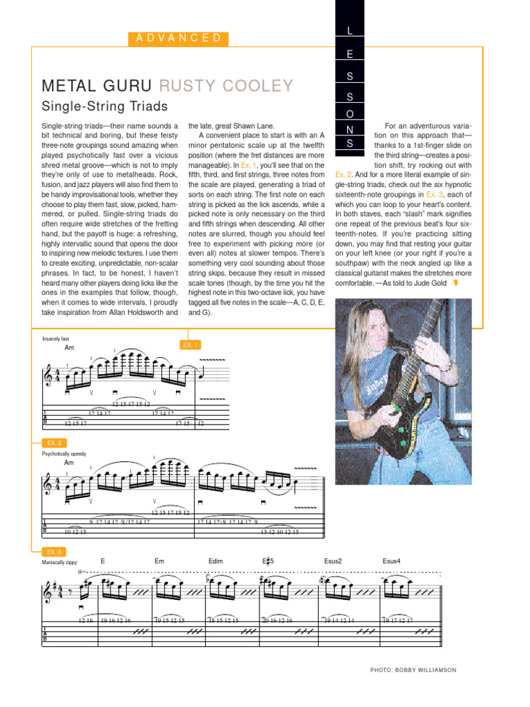 Metal Guru - Rusty Cooley - Single-String Triads | PDF | Musicology | Music Theory