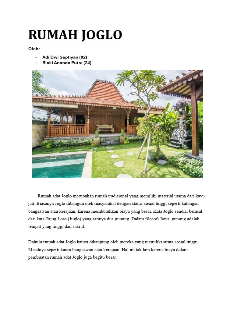 Filosofi dan Ciri Rumah Joglo | PDF | Kajian Bahasa Asing | Seni
