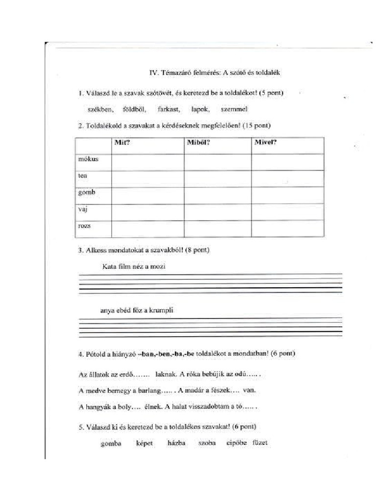 Nyelvtan Ba, Be Ban, Ben | PDF