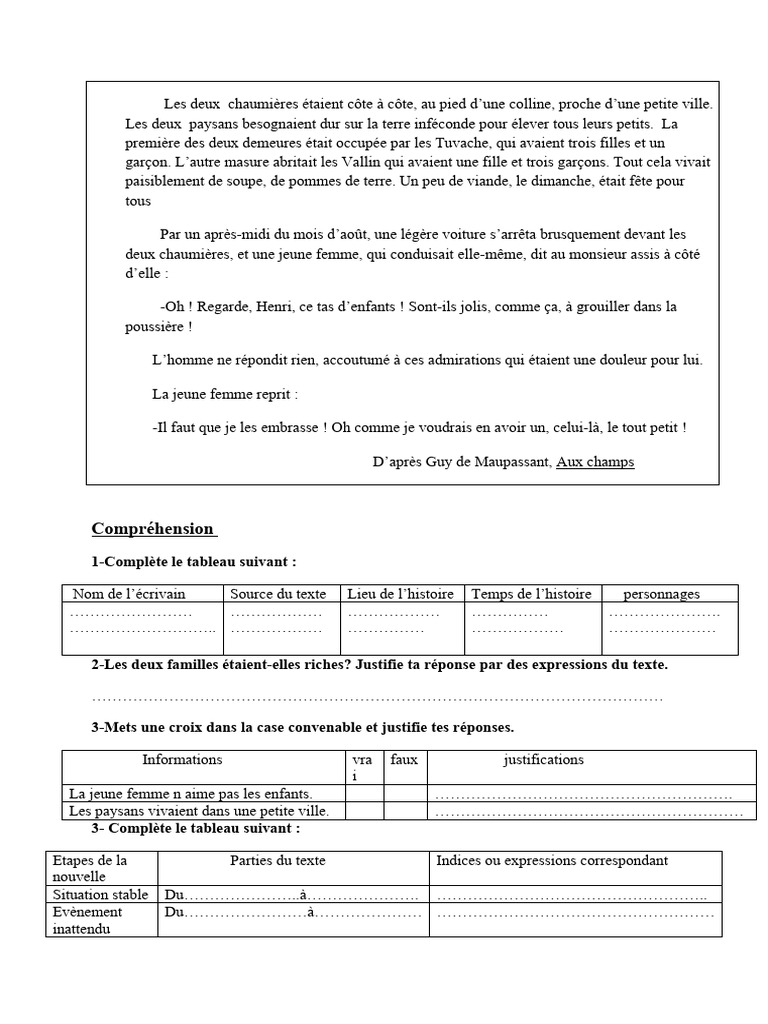 Analyse littéraire et exercices de langue | PDF